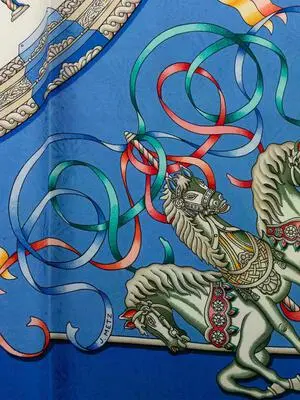 Hermès 1980-2010 Luna Park Silk Scarf 90 Scarves - Blue