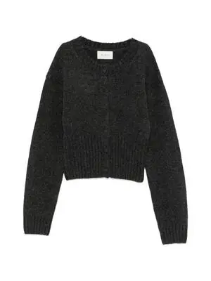 ST. AGNI Ribbed-knit Cropped Cardigan - Grey