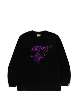 A BATHING APE Color Camo Ape Face Sta Long-sleeve T-shirt - Black