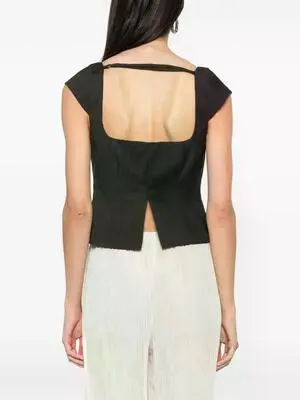 ST. AGNI Cap-sleeves Square-neck Top