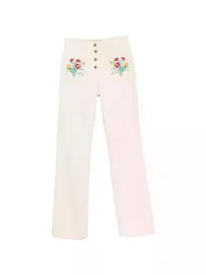 Valentino Garavani Floral-embroidered Jeans - Neutrals