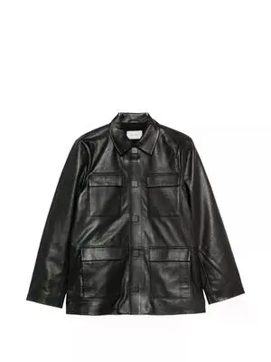 ST. AGNI Flap-pocket Leather Jacket - Black
