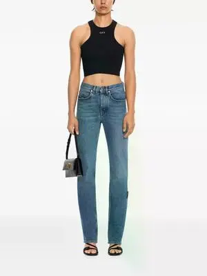 Off-White Off Stamp Ribbed Cropped Rowing Top - Black
