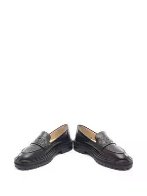 JIMMY CHOO 2010s Logo-strap Leather Loafers