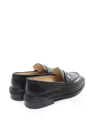JIMMY CHOO 2010s Logo-strap Leather Loafers
