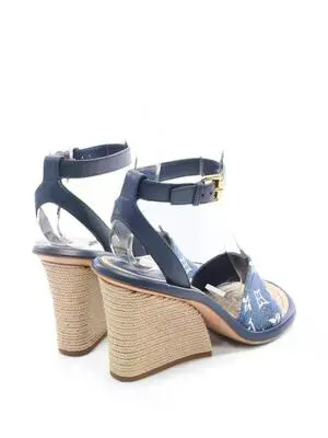 LOUIS VUITTON 2021 Maia Monogram Denim Wedge Espadrilles