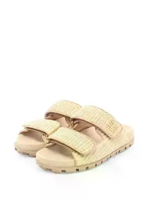 Miu Miu 2000s Logo Touch-strap Slide Sandals - Neutrals