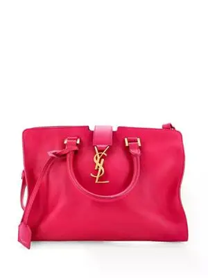 Saint Laurent Monogram Cabas Leather Small Satchel - Pink