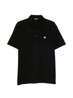 Versace Medusa-embroidery Piqué Polo Shirt - Black