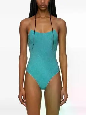 Oseree Lumiére Glitter-effect Scoop-back Swimsuit