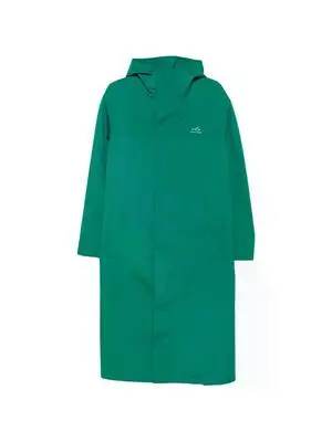 Balenciaga Hooded Logo-print Coat - Green