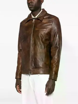 DONDUP Distressed Leather Jacket - Brown
