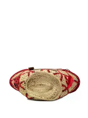 Loewe Small Animal Embroidered Raffia Basket Tote Bag