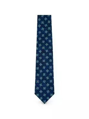 Kiton Floral-print Silk Tie - Blue