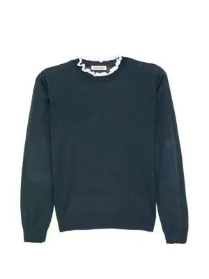 Undercover Crew Neck Sweater With Ruffled Trim - Blue