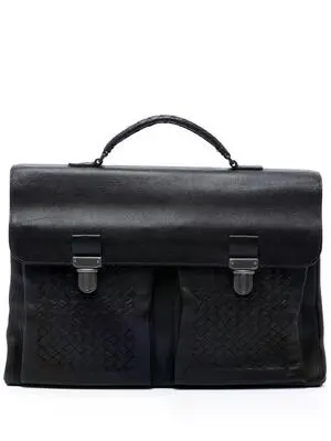 Bottega Veneta 2012-2026 Intrecciato Trimmed Nappa Business Bag - Black