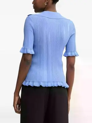 Luisa Spagnoli Ruffle-trimmed Ribbed-knit Top