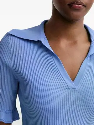 Luisa Spagnoli Ruffle-trimmed Ribbed-knit Top