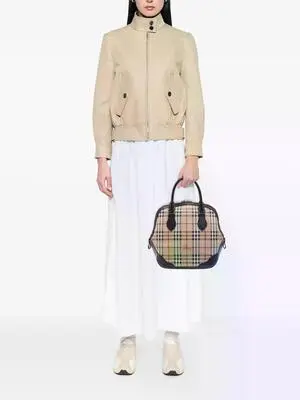 Burberry 2010-2012 Medium Haymarket Check Coated Canvas Orchard Bowling Bag Satchel - Neutrals
