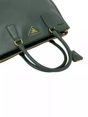 Prada 2010-2026 Medium Saffiano Lux Galleria Double Zip Satchel - Green