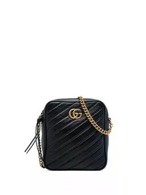 Gucci Gg Marmont Matelassé Leather Double Zip Crossbody Bag - Black