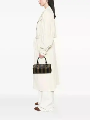 Fendi 20th Century Pequin Coated Canvas Boston Bag - Black