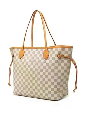 LOUIS VUITTON Damier Azur Neverfull Mm Tote Bag - White