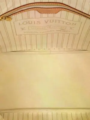 LOUIS VUITTON Damier Azur Neverfull Mm Tote Bag - White