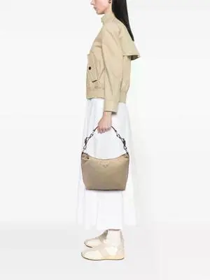 Prada Saffiano Trimmed Tessuto Shoulder Bag