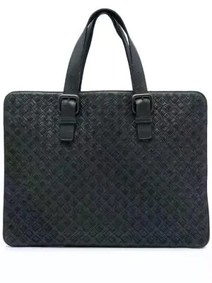 Bottega Veneta 2012-2026 Nappa Intrecciato Stitched Briefcase Business Bag - Grey