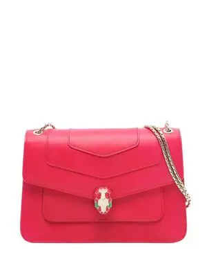 BVLGARI 2010-2026 Small Leather Square Serpenti Forever Chain Crossbody Bag - Pink