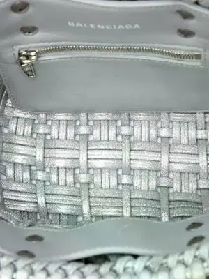 Balenciaga Metallic Faux Leather Bistro Basket Bag - Silver