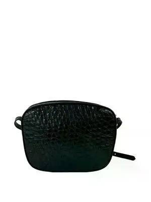 FERRAGAMO Croc Embossed Leather Vara Crossbody Bag