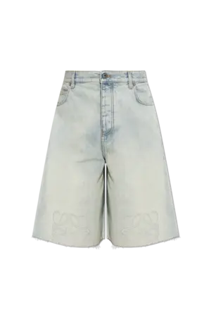 Loewe Denim Shorts With Raw Hem - Light Blue