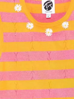 YANYAN Daisy Appliqué Striped Tank Top