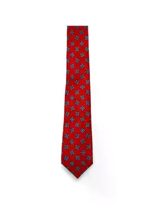 Kiton Floral-pattern Silk Tie - Red