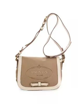 Prada Logo Jacquard Bow-detail Shoulder Bag - Brown