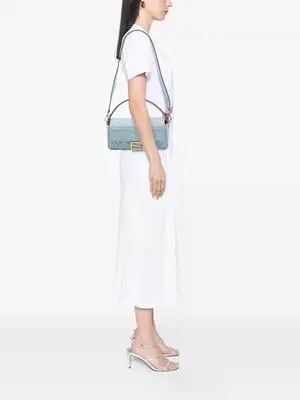 Fendi Zucca Embossed Leather Baguette Satchel