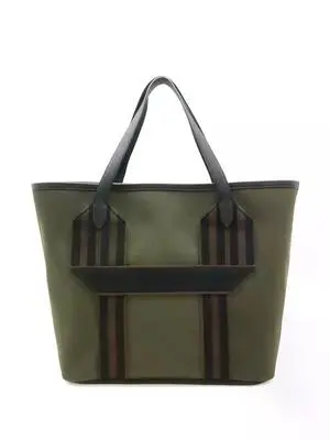 Hermès 2022 Toile Militaire And Clemence Taurillon Tote Bag - Green