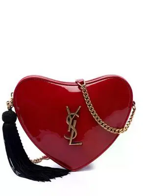 Saint Laurent 2018 Small Patent Sac Coeur Heart Crossbody Bag - Red
