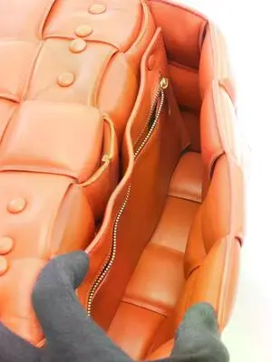 Bottega Veneta Nappa Intrecciato Padded Chain Cassette Satchel - Orange