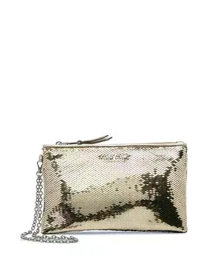 Miu Miu 2010-2026 Metallic Sequin Clutch Bag - Gold