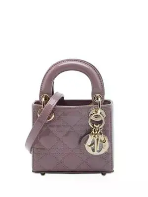 Dior 2022 Micro Patent Cannage Lady Satchel - Pink