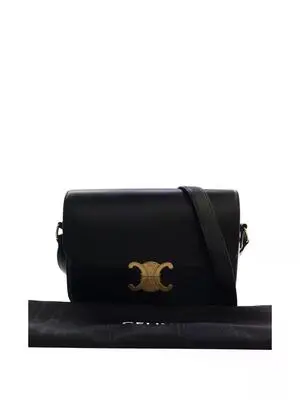 Celine Classique Shiny Calfskin Triomphe Crossbody Bag - Black