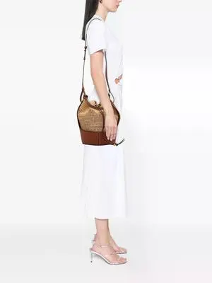Loewe Raffia And Calfskin Balloon Bucket Bag Satchel