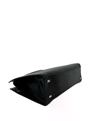 Celine 20th Century Round Handle Leather Satchel - Black