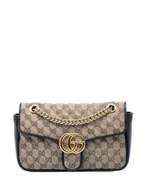 Gucci Gg Marmont Matelassé Diagonal Gg Canvas Shoulder Bag