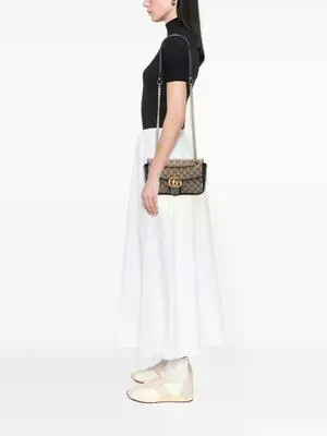 Gucci Gg Marmont Matelassé Diagonal Gg Canvas Shoulder Bag