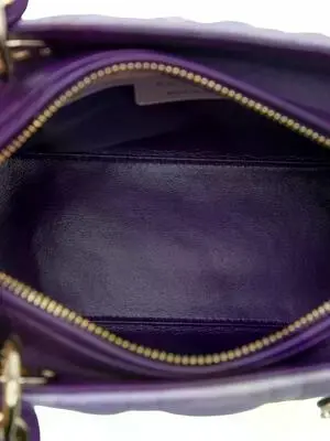Dior Medium Tricolor Lambskin Cannage Lady Satchel - Purple
