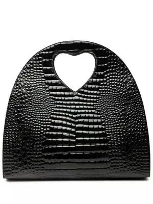 Saint Laurent 20th Century Croc Embossed Patent Handbag - Black